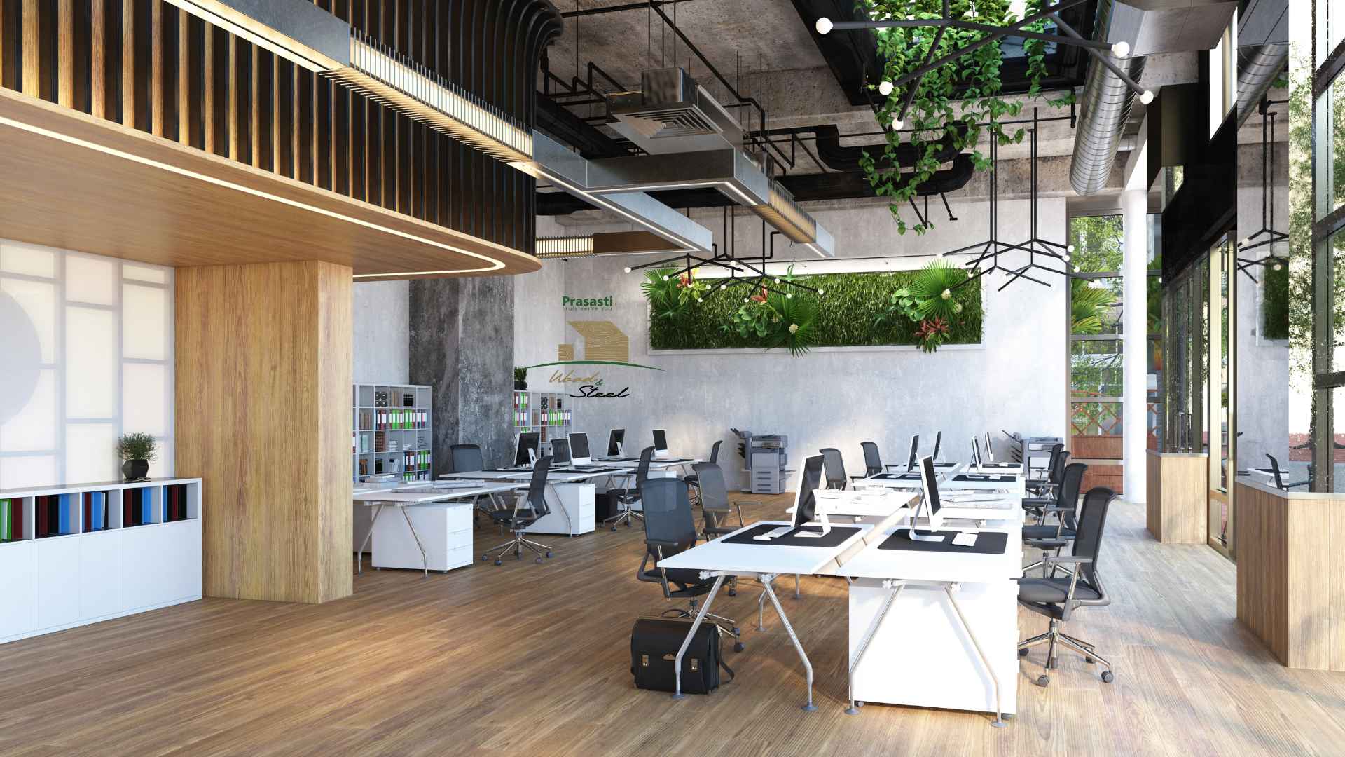 Jasa Desain Interior Kantor Minimalis Modern – Prasasti Wood and Steel